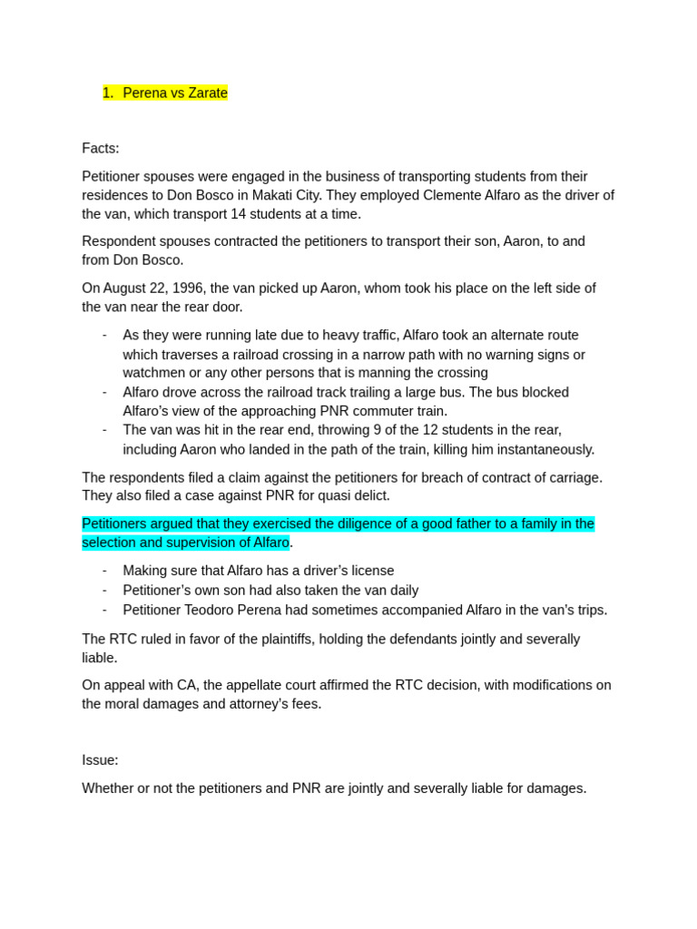 Common Carrier Liability Cases Explained | PDF | Negligence | Legal ...