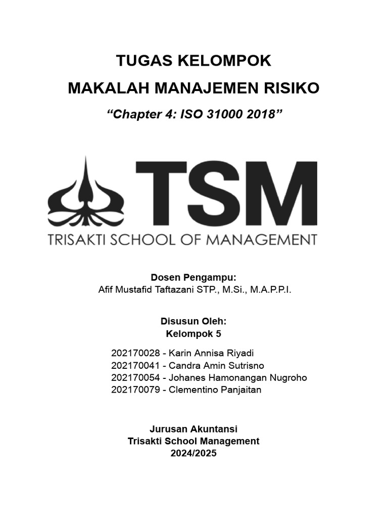 Kelompok 5 - Chapter 4 (Book 3) - Makalah Manajemen Risiko | PDF