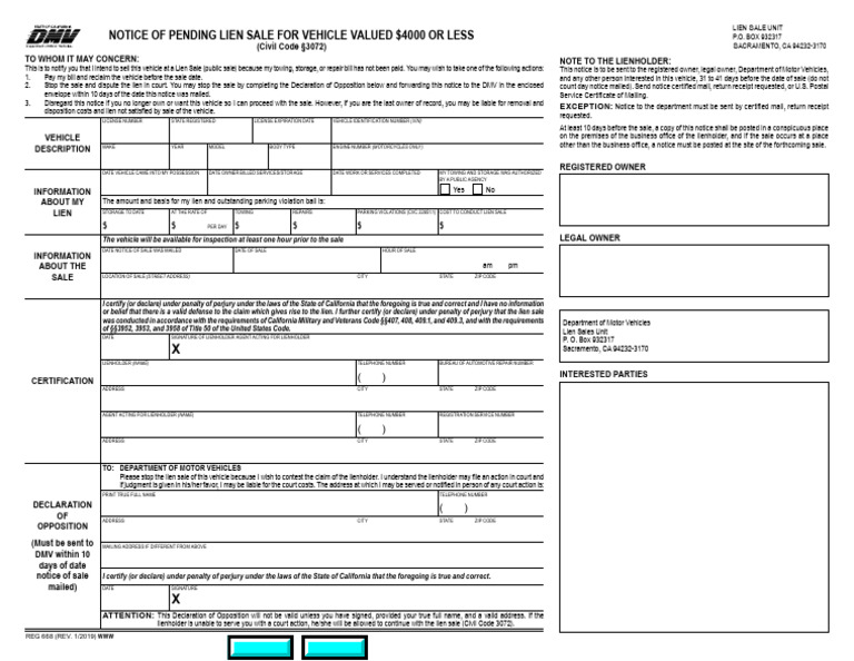 Lien 2 | PDF | Lien | Department Of Motor Vehicles
