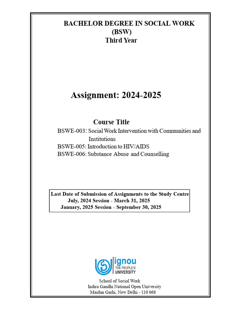 BSW Third Year Assignment Guidelines | PDF | Substance Abuse | Drug ...
