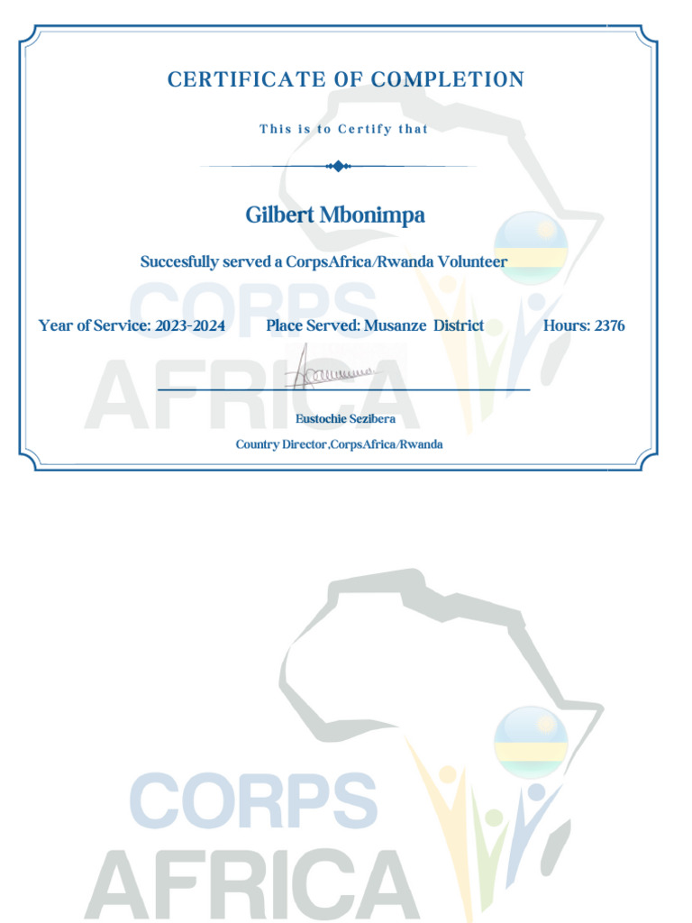 COS Certificate. Musanze | PDF