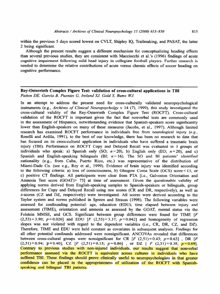 Rey Figure Test Cultural Validity | PDF | Confounding | Behavioural ...