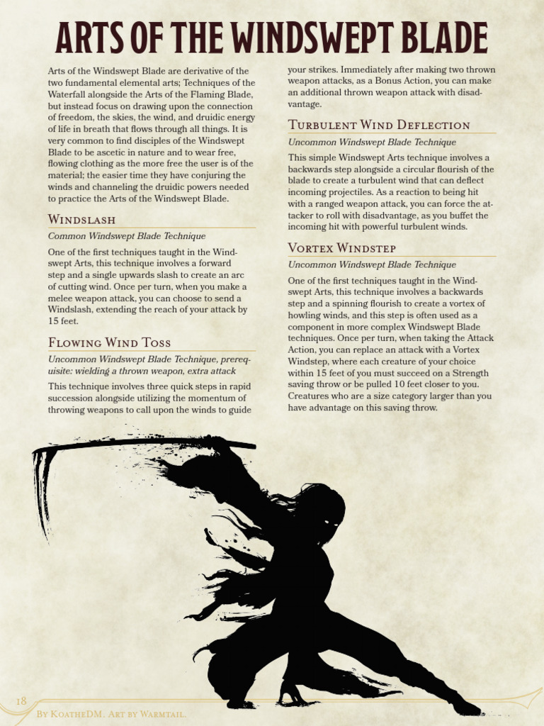 Hidden Martial Techniques and Stances - Arts of The Windswept Blade | PDF