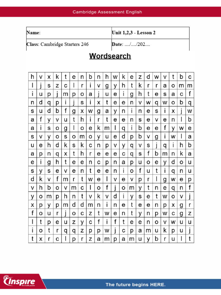 Worksheet Unit 1,2,3 - Lesson 2 | PDF