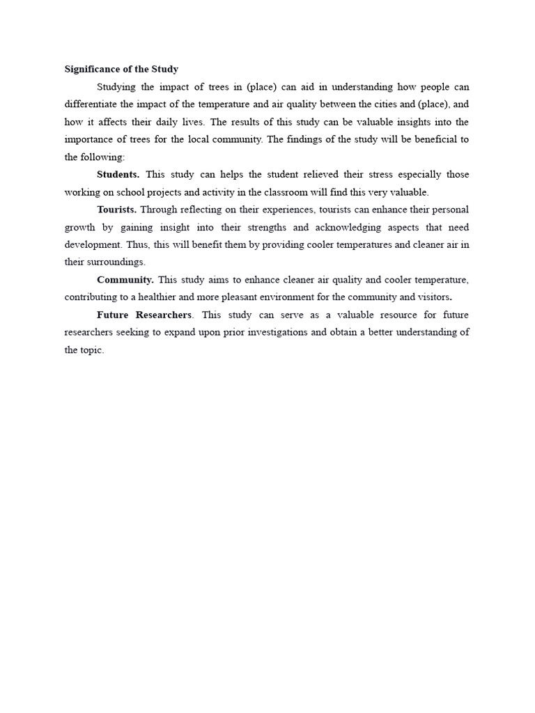 Significance of The Study | PDF