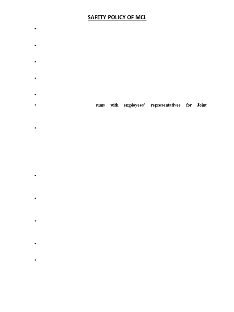 Safety Policy of MCL | PDF