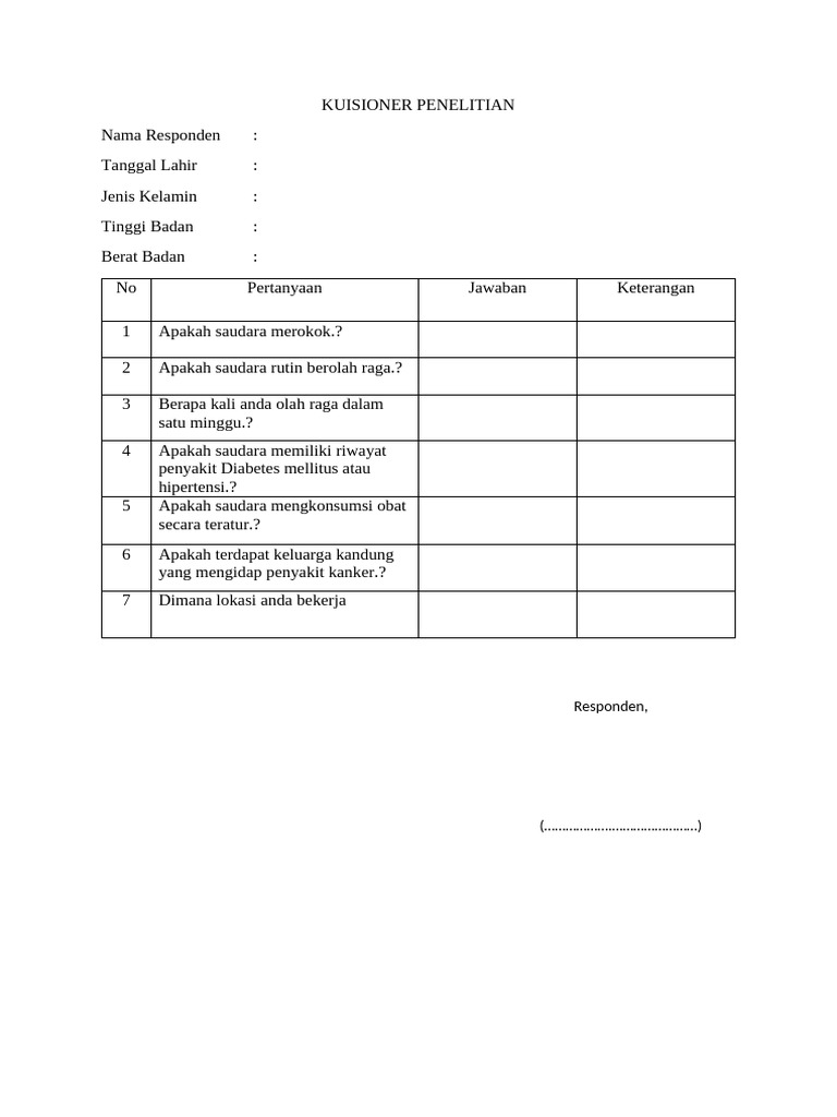 Kuisioner Penelitian | PDF