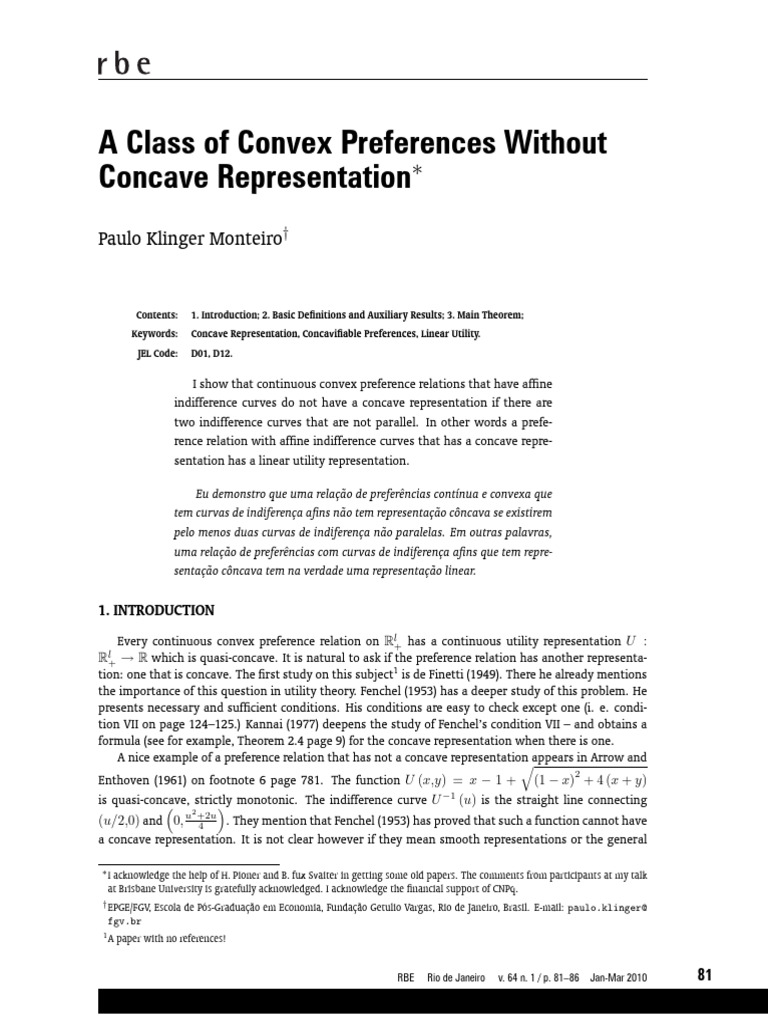 Convex Preferecnes Without Concave | PDF | Convex Set | Monotonic Function