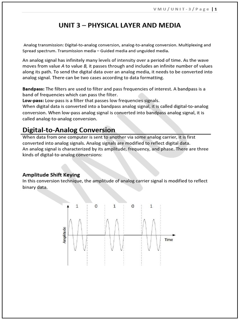 DCN-UNIT3-PHYSICAL LAYER AND MEDIA | PDF | Modulation | Multiplexing