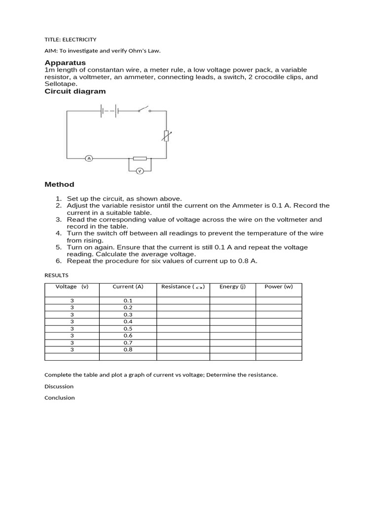 Ohm's Law Investigation Experiment | PDF