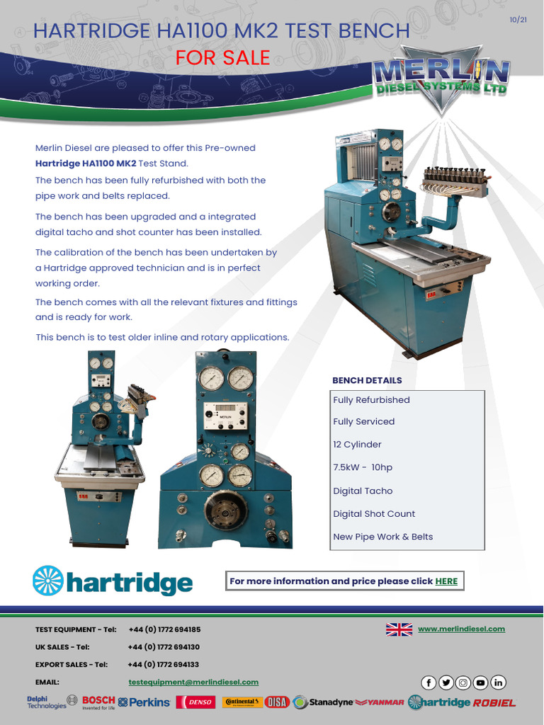 Hartridge HA1100 MK2 Test Bench Sale | PDF