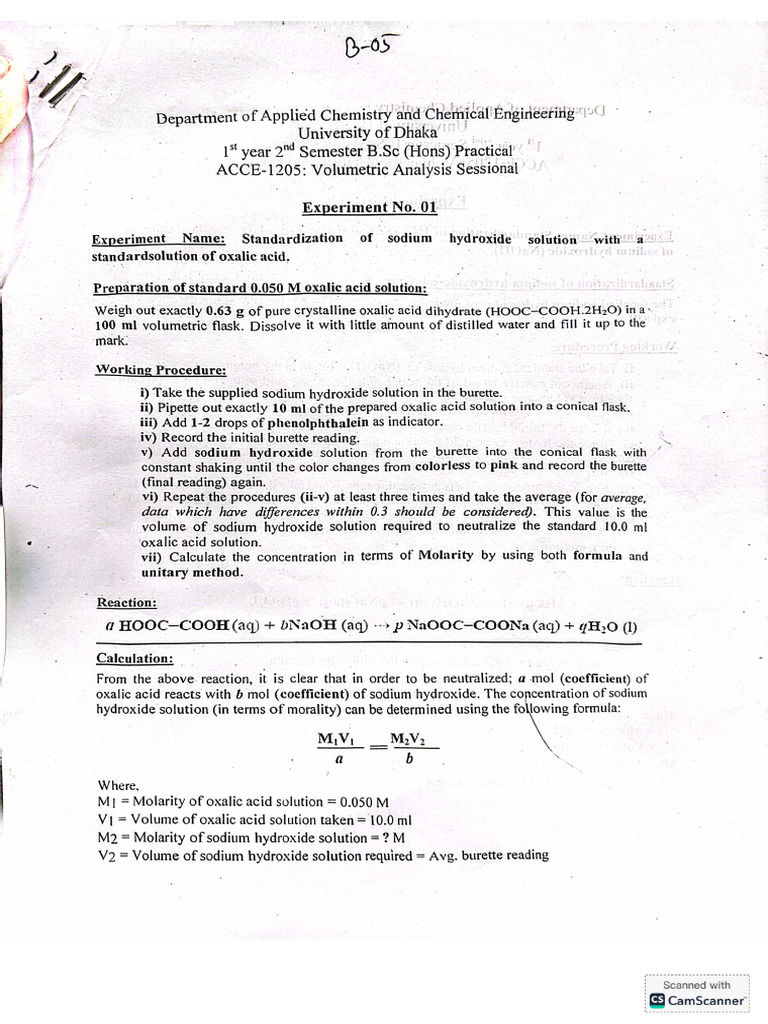Volumetric Analysis Sessional All Experiment | PDF