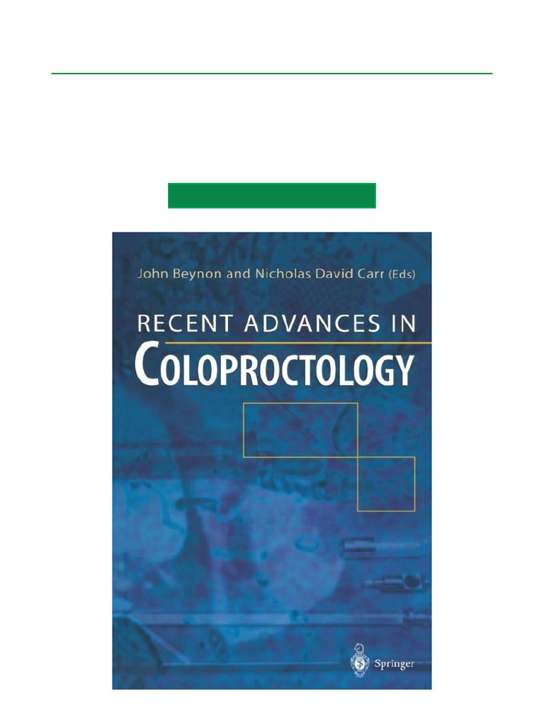 Recent Advances in Coloproctology 1st Edition Complete Book Download ...