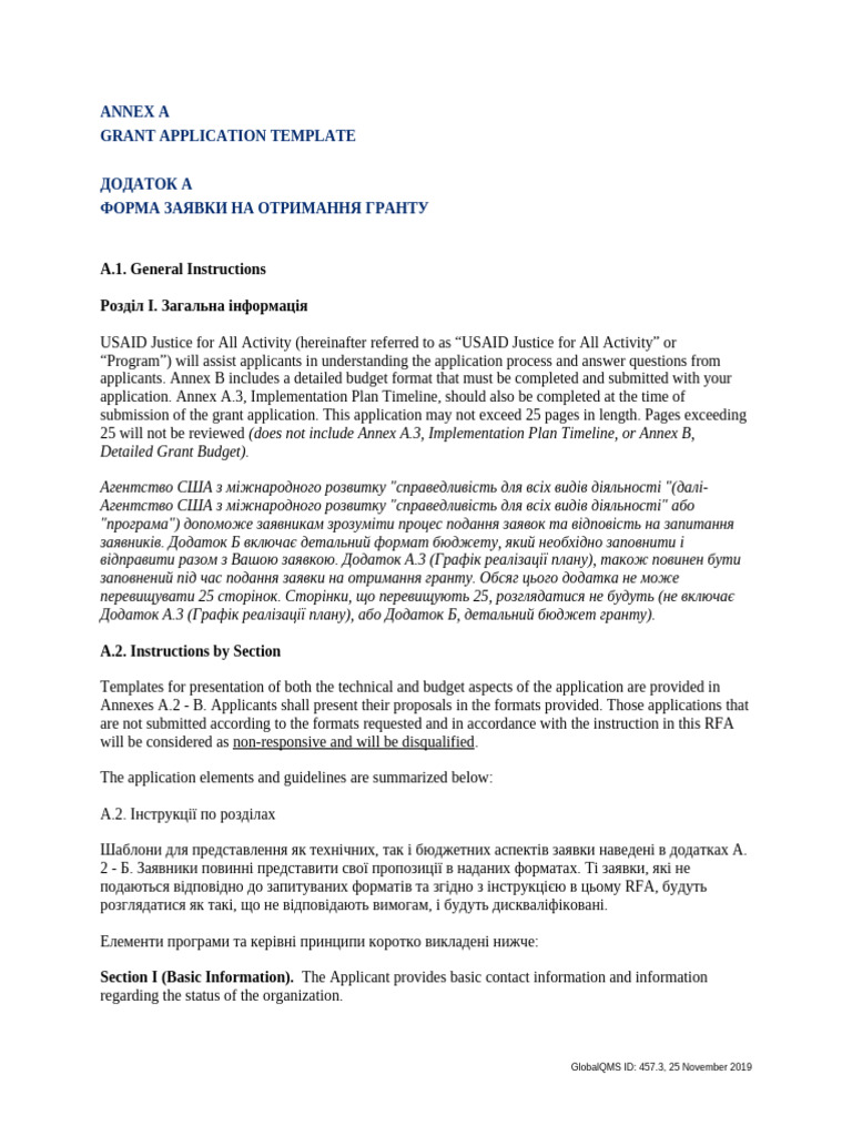 Grant Application Template - Nov2019 - J4A - Eng | PDF | Business