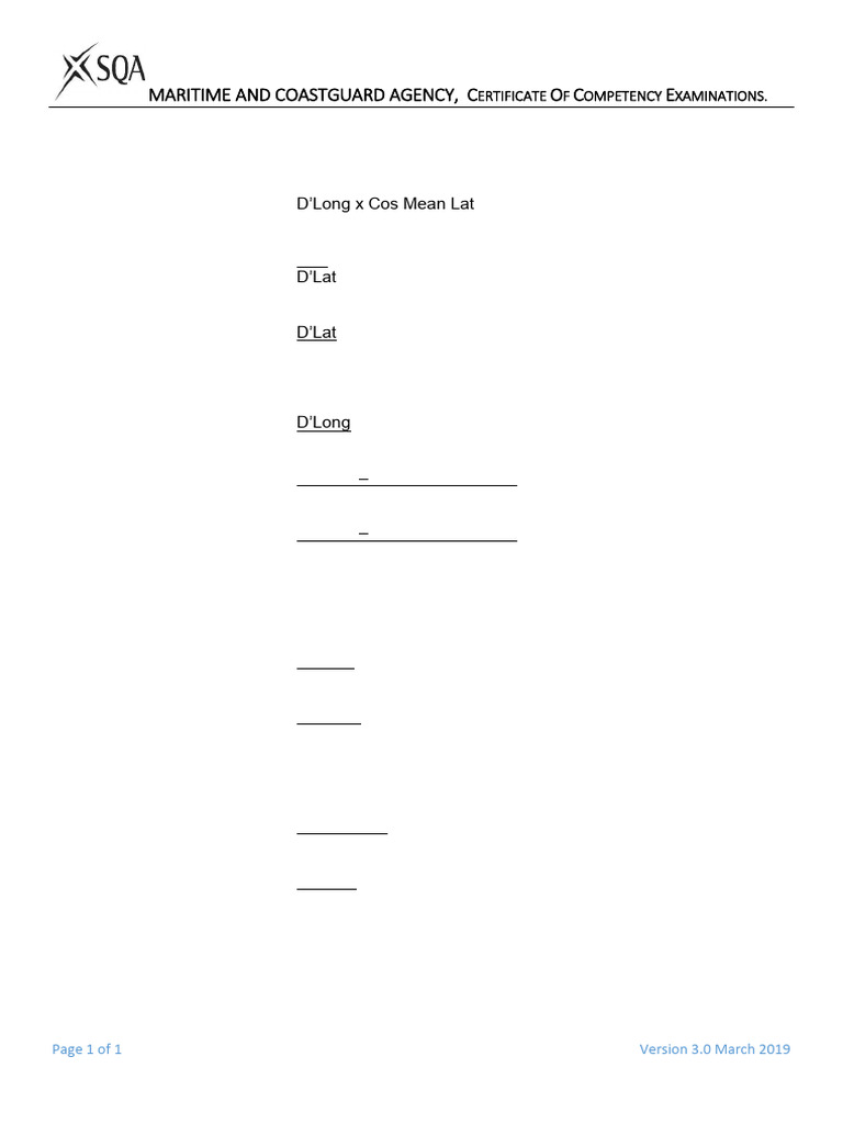 Navigation Formulae for Competency Exams | PDF