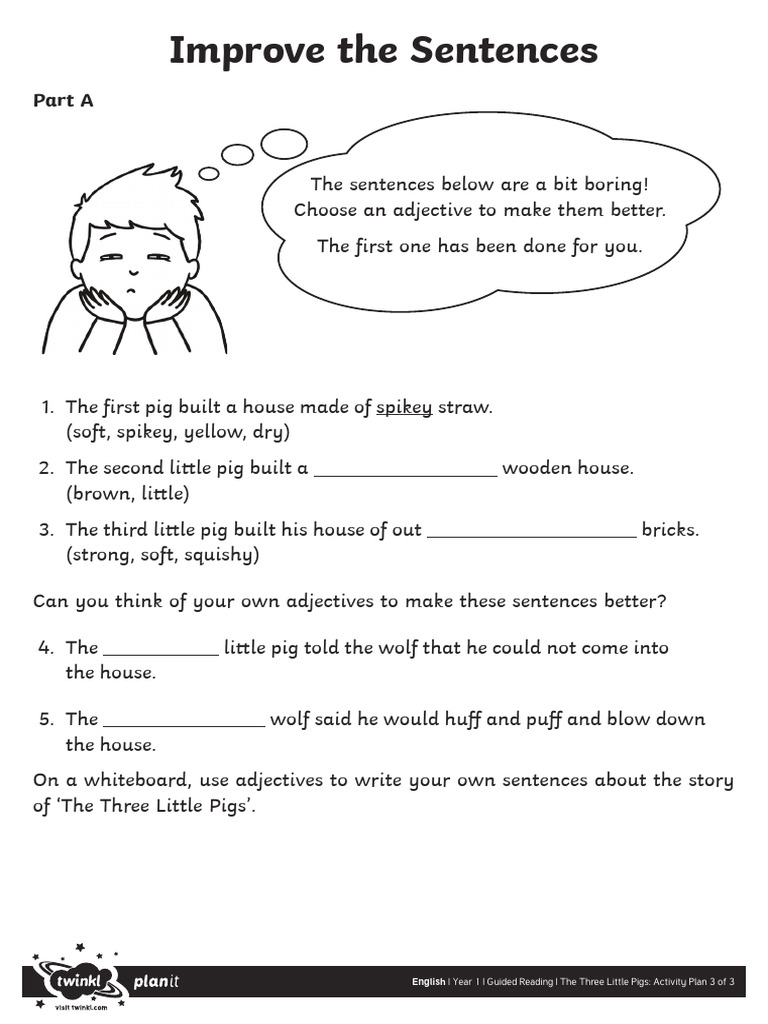 Improve The Sentences Activity Sheet | PDF