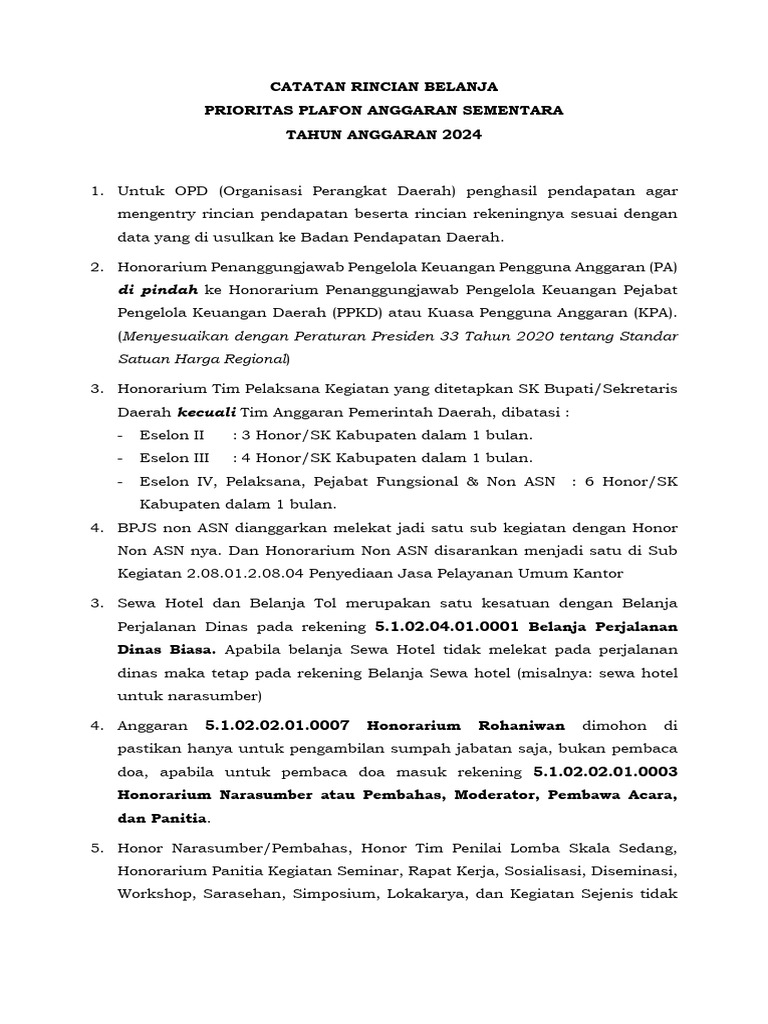 Catatan Rincian Ppas 2024 | PDF