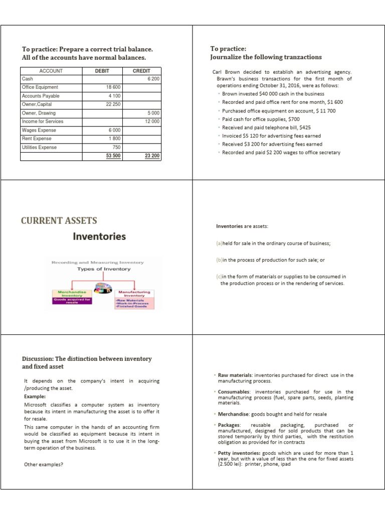 L3 Current Assets Corectat | PDF | Debits And Credits | Inventory