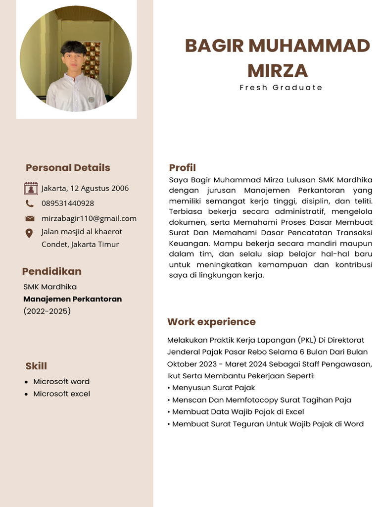 CV Bagir Muhammad Mirza - 20250508 - 115647 - 0000 | PDF