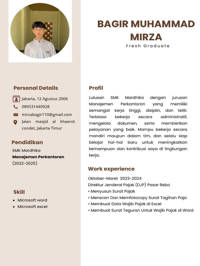 CV Bagir Muhammad Mirza - 20250507 - 221958 - 0000 | PDF