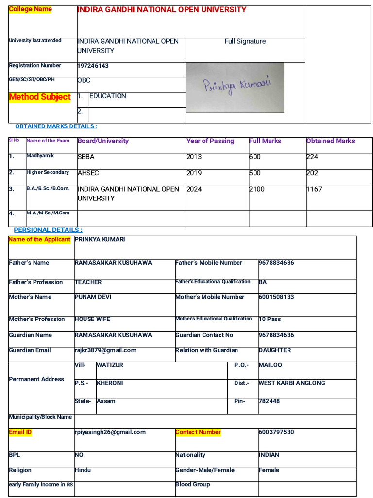 BED ADMISSION FORM(1)-1 | PDF