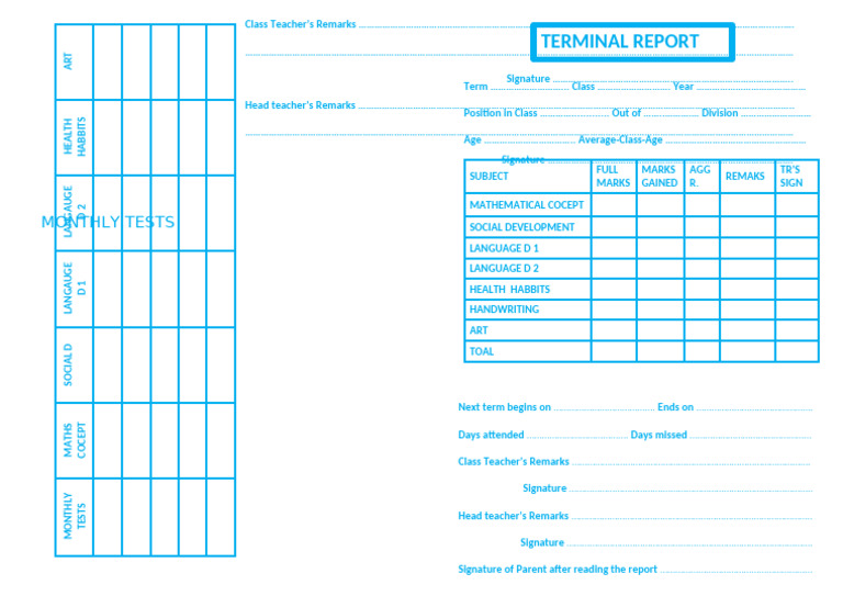Student Terminal Report Overview | PDF