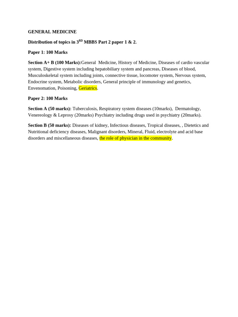 MBBS Course & MODEL PAPER | PDF | Diabetes | Tuberculosis