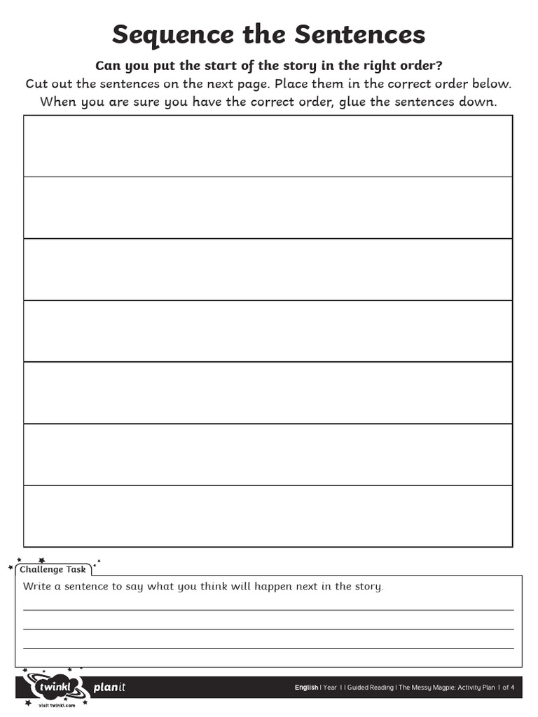 Sequence The Sentences Activity Sheet | PDF