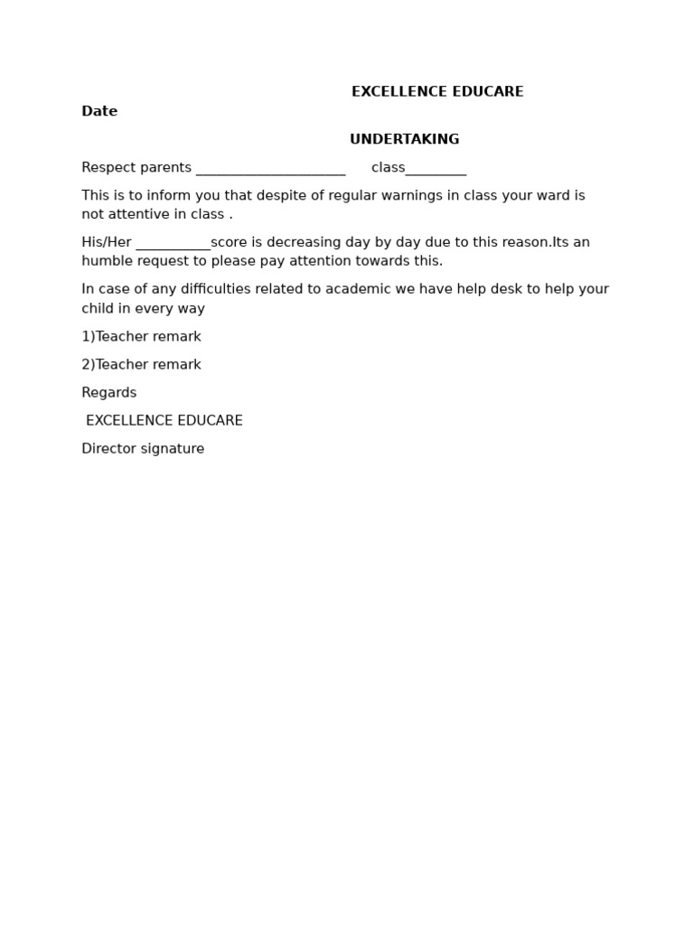 Excellence Educare Date Undertaking | PDF