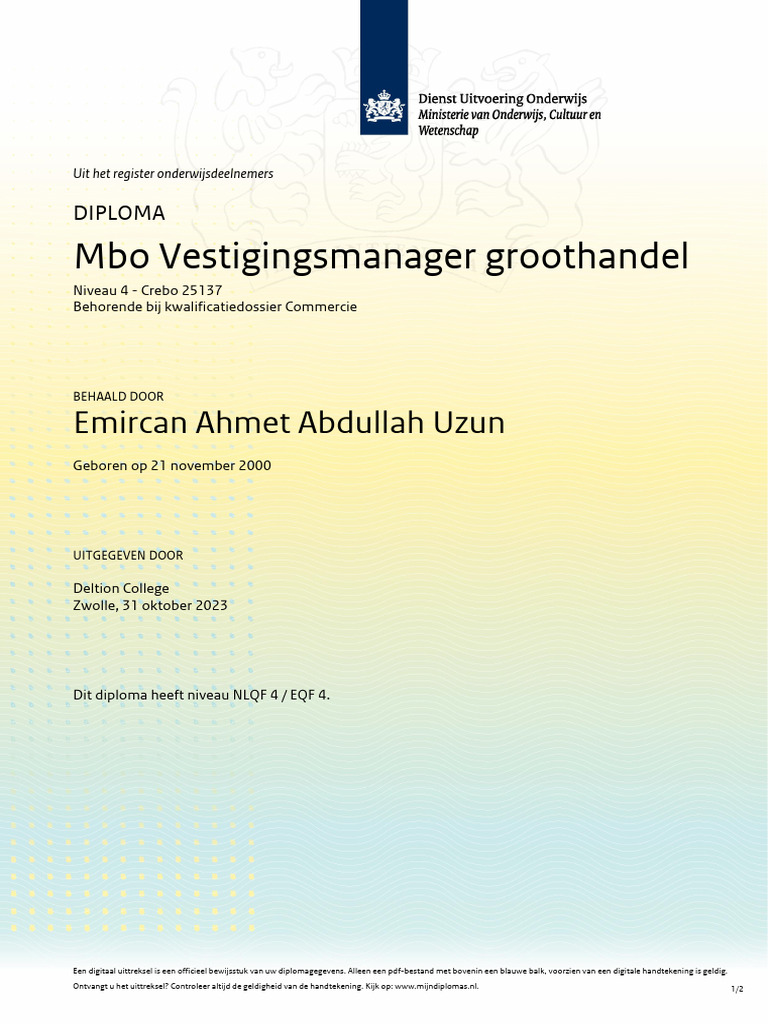 Mbo Vestigingsmanager groothandel | PDF