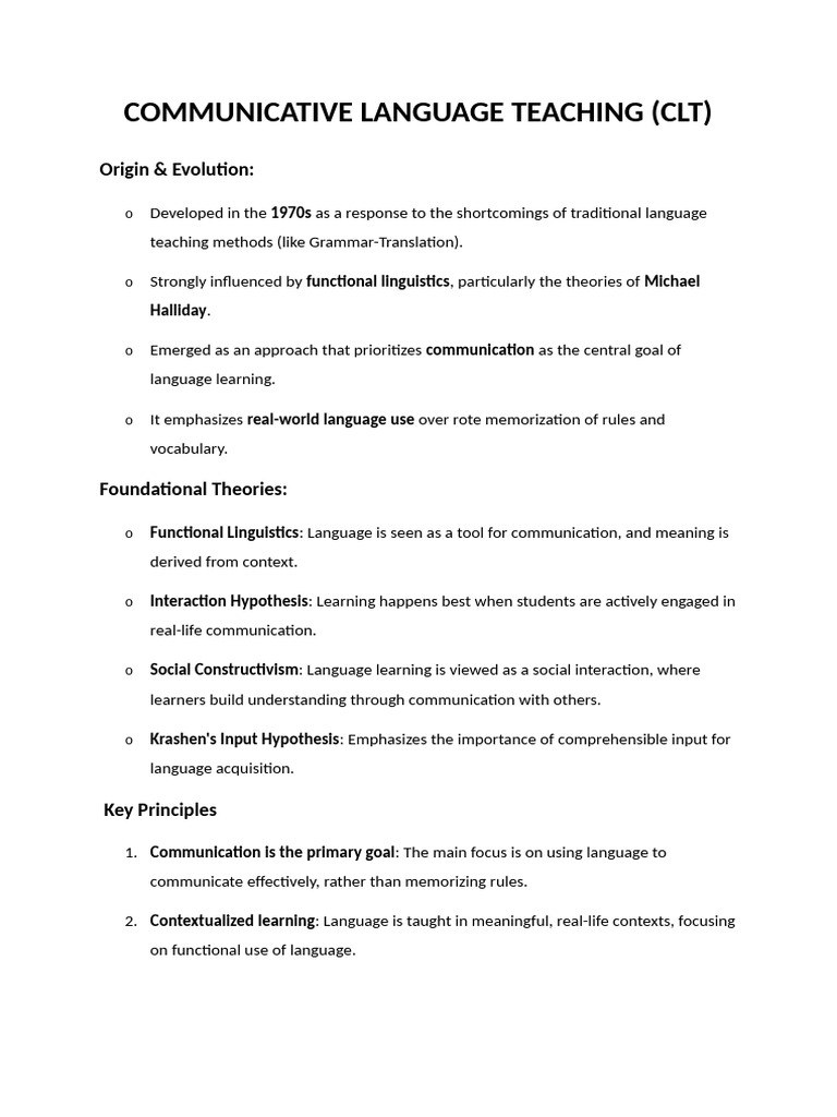Communicative Language Teaching | PDF | Learning | Education Theory