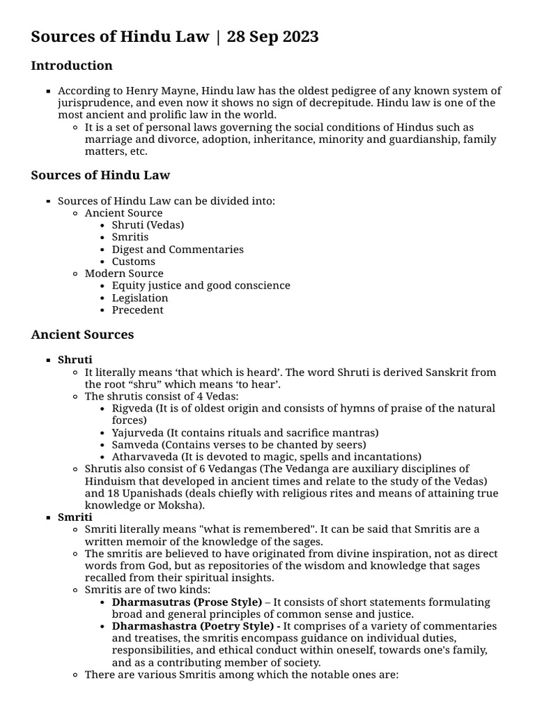 To The Point - TTP Hindu Law - Sources of Hindu Law - Print 2 | PDF ...