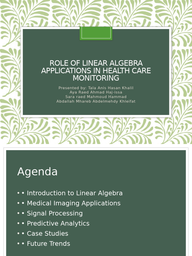 Linear Algebra Healthcare Presentation 2 | PDF | Linear Algebra ...
