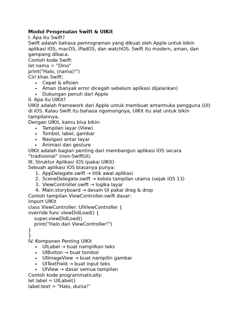 Modul Pengenalan Swift | PDF