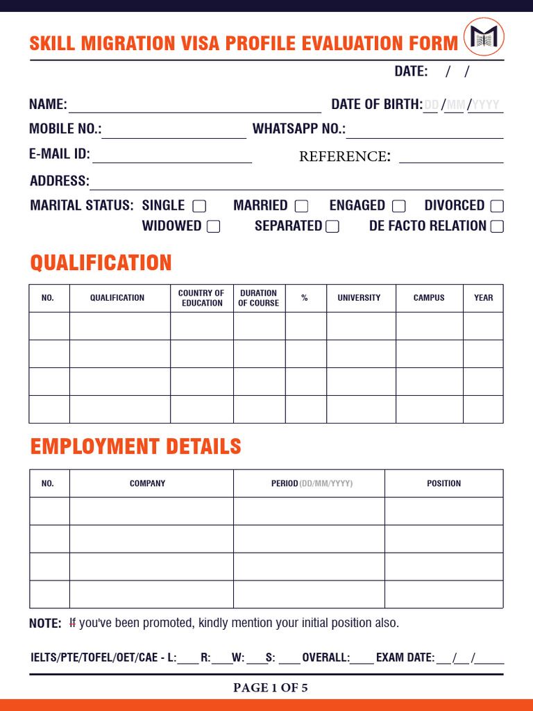 GSM Profile Evaluation Form | PDF | Travel Visa | Immigration