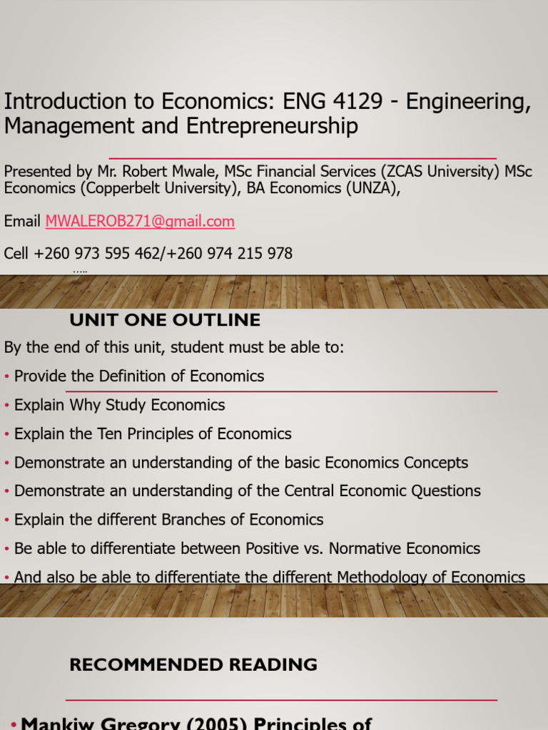 Eng 4129 Lecture One Introduction To Economics | PDF | Economics ...