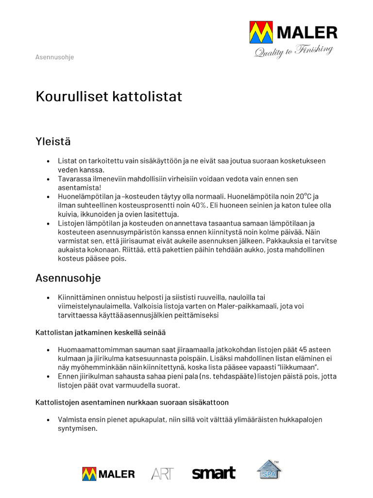 Asennusohje Kourulliset Kattolistat | PDF