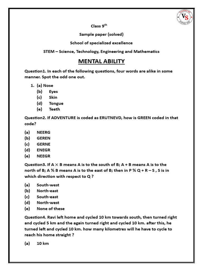 Class 9th Set 2 Sose | PDF | Area