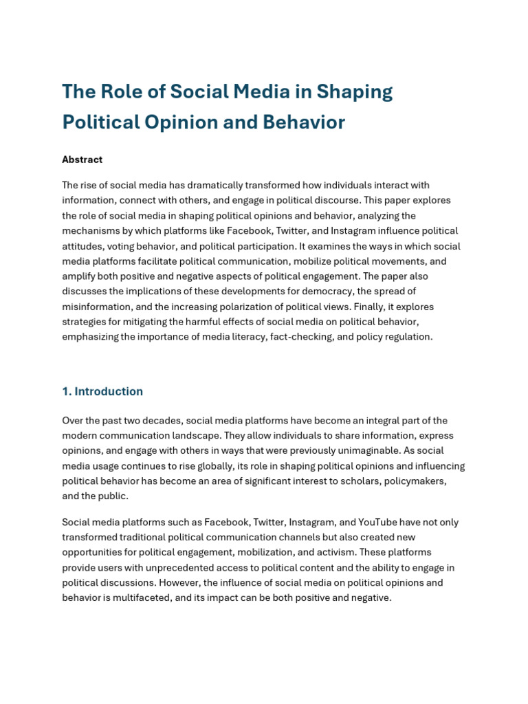 Social Media's Impact on Political Behavior | PDF | Social Media ...