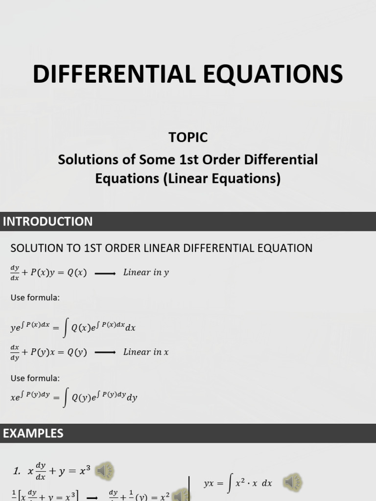 07-Differential-Equations-First-Order-Linear-Equation | PDF | Mathematical Concepts | Mathematics