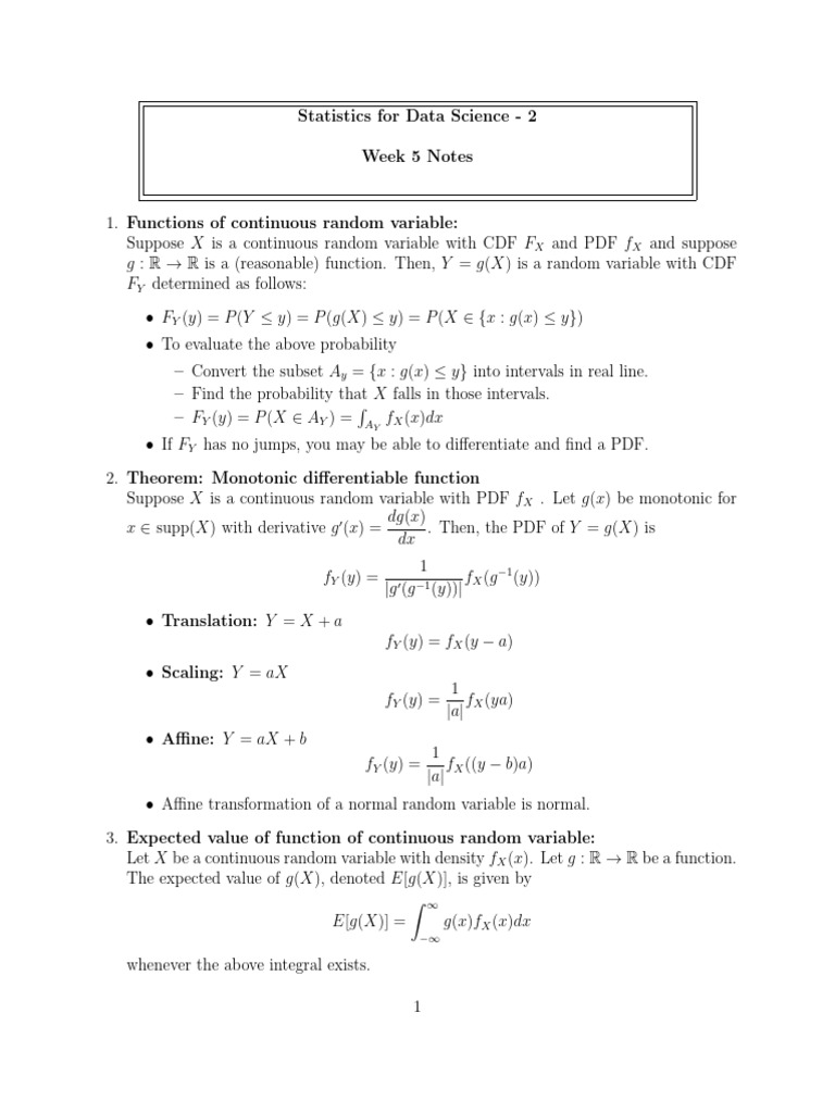Week 5 (1) | PDF | Probability Density Function | Variance