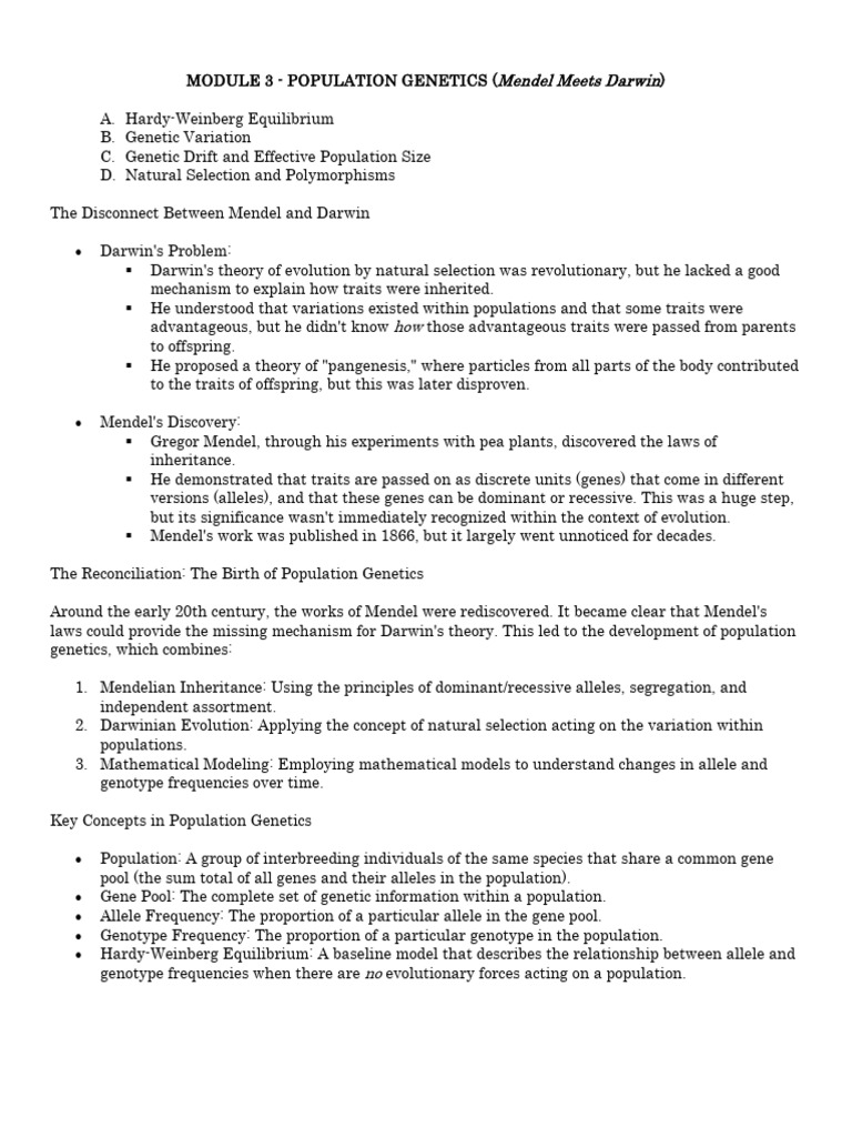 MODULE 3b - Population Genetics | PDF | Zygosity | Allele