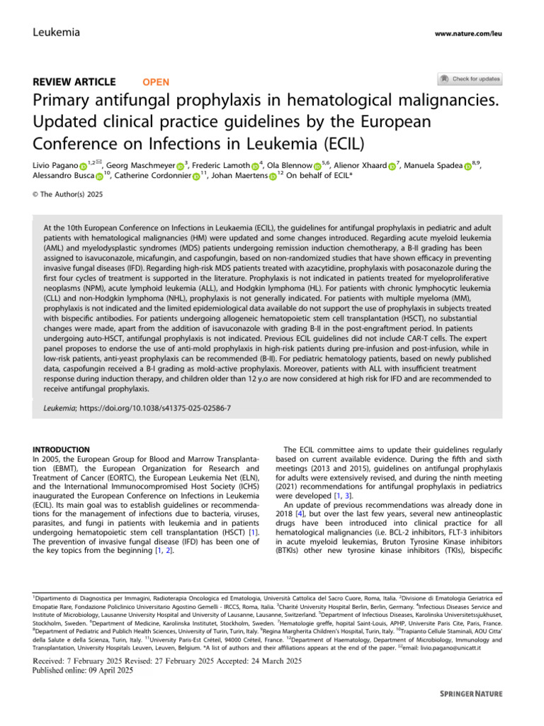 Primary Antifungal Prophylaxis in Hematological Malignancies Updated | PDF | Leukemia ...