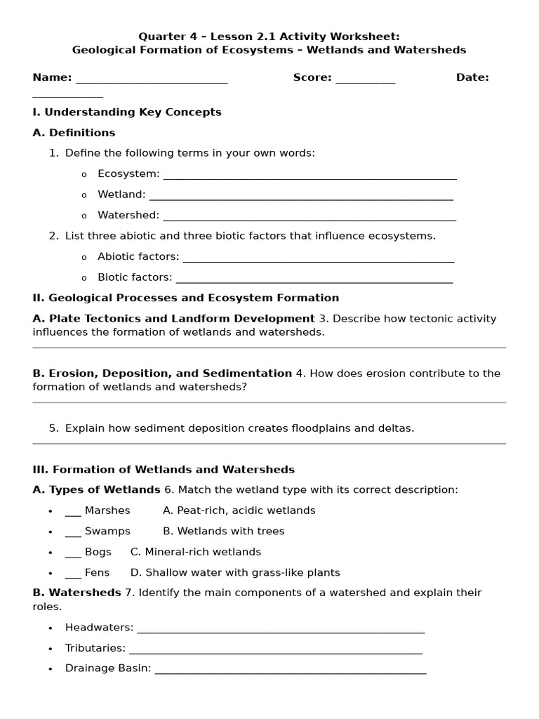 Wetlands and Watersheds Activity Guide | PDF | Wetland | Ecosystem