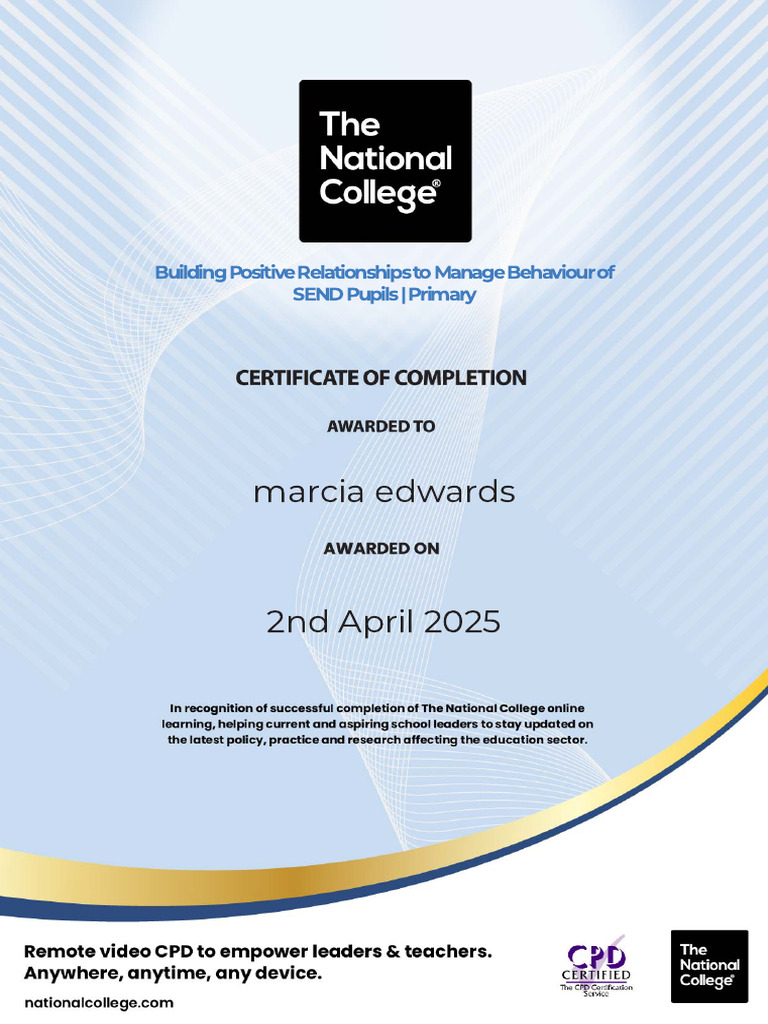 Marcia Edwards Building Positive Relationships To Manage Behaviour of ...