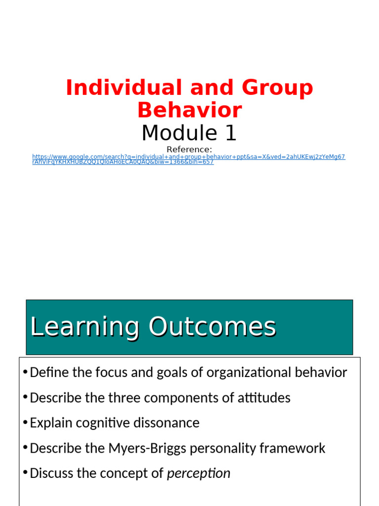 Understanding Individual and Group Behavior | PDF | Attitude ...