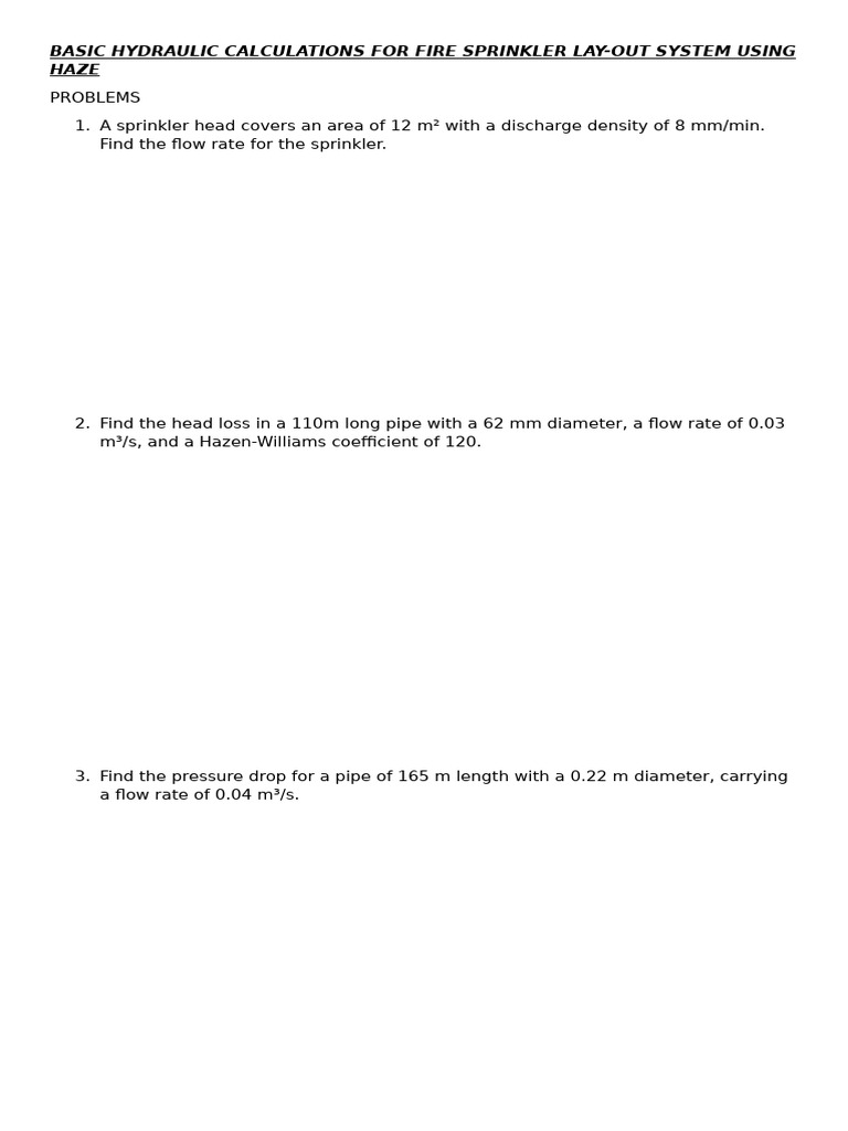 BASIC HYDRAULIC CALCULATIONS FOR FIRE SPRINKLER LAY-OUT SYSTEM USING ...