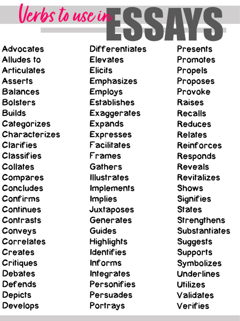 Verbs To Use in Essays | PDF