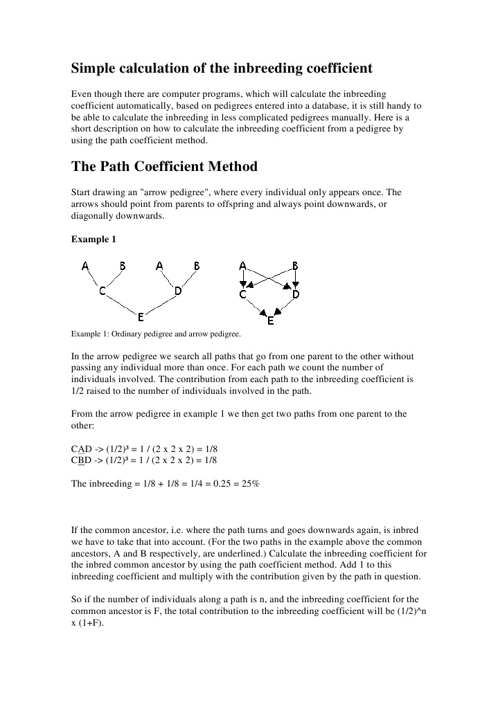 Inbreeding Coefficient Formula Genetic Diversity – Managing
