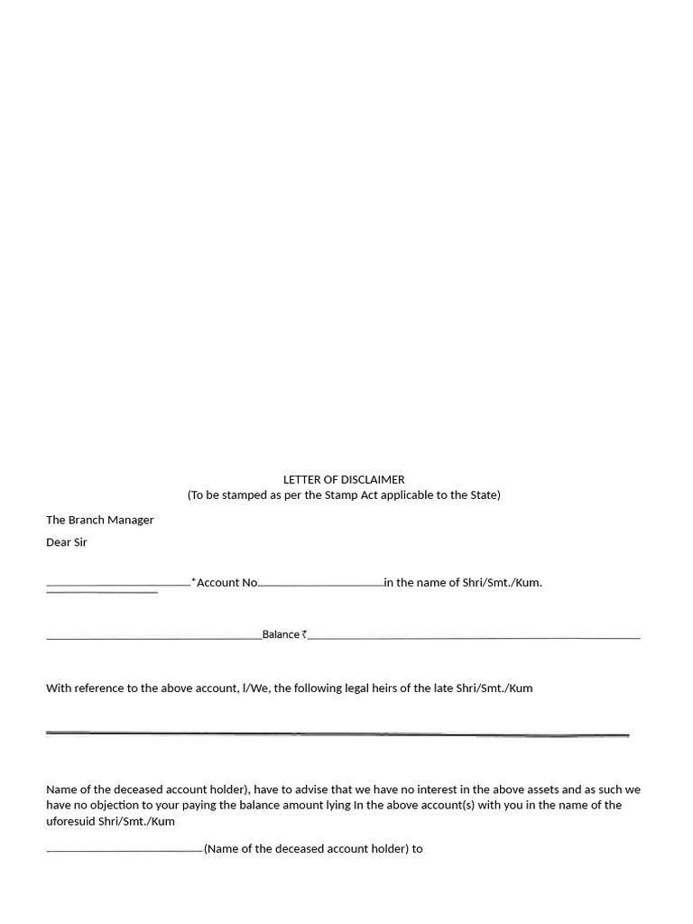 Letter of Disclaimer - Annexure A | PDF